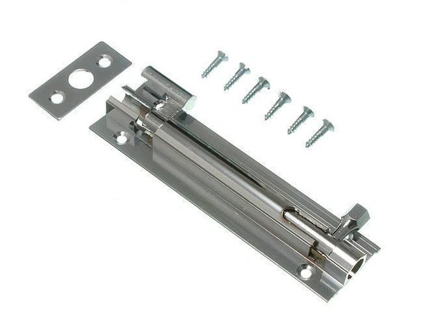 12 CRANKED OFFSET Door Lock Barrel Bolt 100Mm Chromed Brass With Screws ...