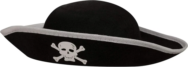 DELUXE KIDS BLACK Pirate Hat - Skull and Bones Costume Accessory for ...