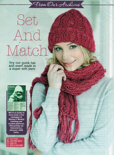 ~ PULL-OUT KNITTING Pattern For Lady's Cosy Hat & Scarf Set ~ £1.85 ...