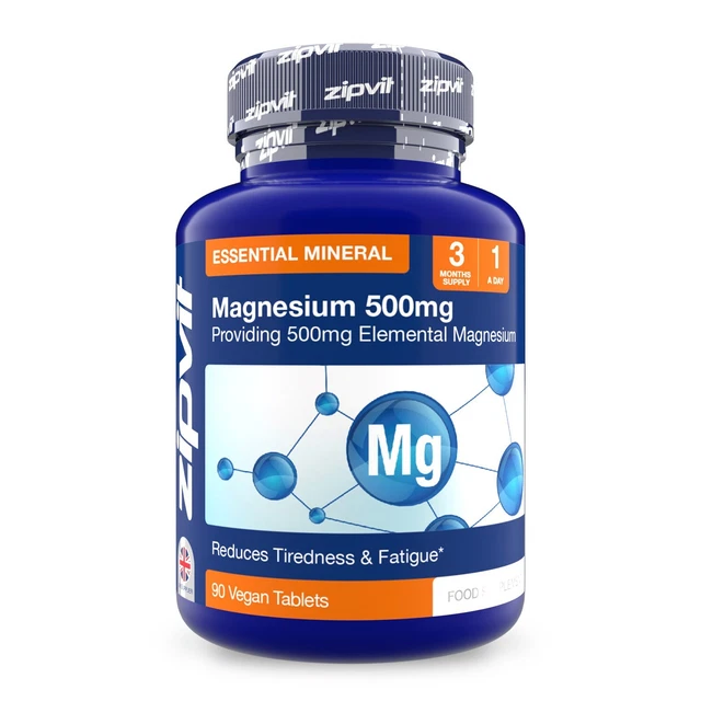 MAGNESIUM TABLETS, 500MG Elemental Magnesium, Energy Bone Muscle ...
