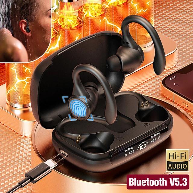 OVER EAR BLUETOOTH 5.3 Wireless Sport Earhooks TWS Earbuds Headphones ...