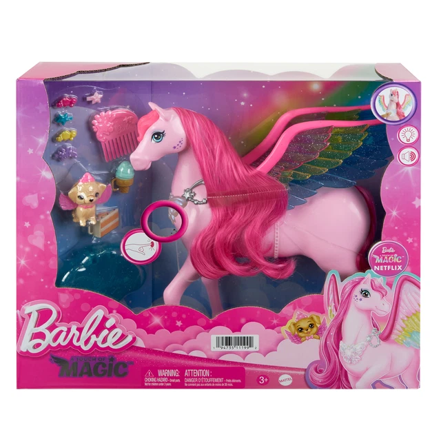 BARBIE MAGIC PINK Pegasus Winged Horse Lights & Sound Toy £42.99 ...