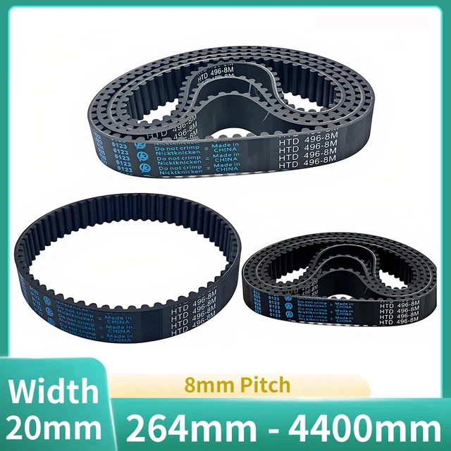 8M SERIES HTD Timing Belt Arc Teeth 8mm Pitch 20mm Belt Wide Rubber ...