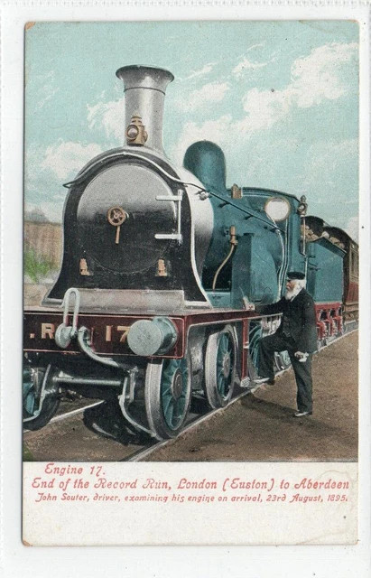 END OF RECORD RUN, Aug.1895: Caledonian Railway postcard with red back ...