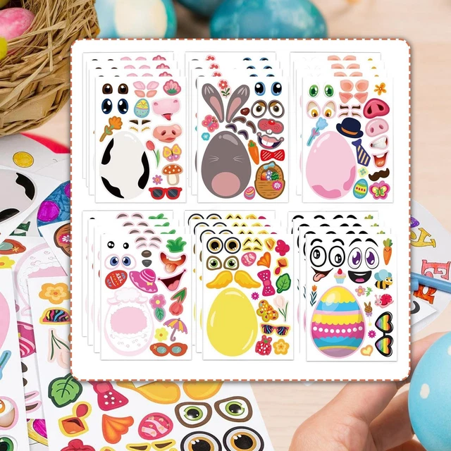 24X EASTER MAKE A Face Stickers Fun for Game Classroom Activities DIY ...