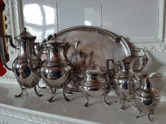 WMF STRAUSSEN-MARKE UM 1900 " EMPIRE-SILBER-KAFFEE-Tee-SET mit TABLETT " 6 Teile EUR 345,00 ...