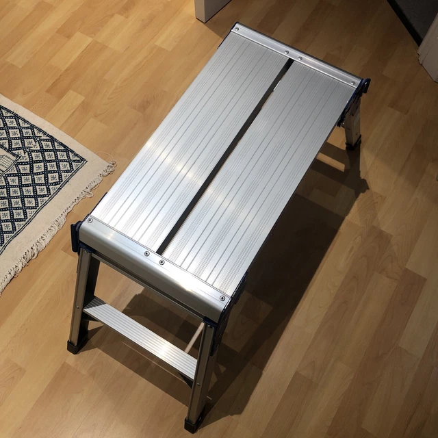 ALUMINIUM HOP UP Bench Stool Platform Ladder Step 600mm 150kg MINT ...