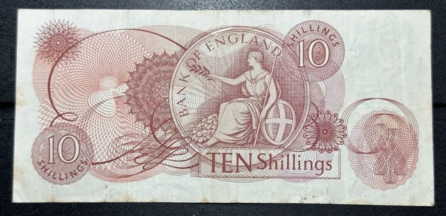 BANK OF ENGLAND Ten Shilling Note - Hollom - S/N T28 895130 £14.00 ...