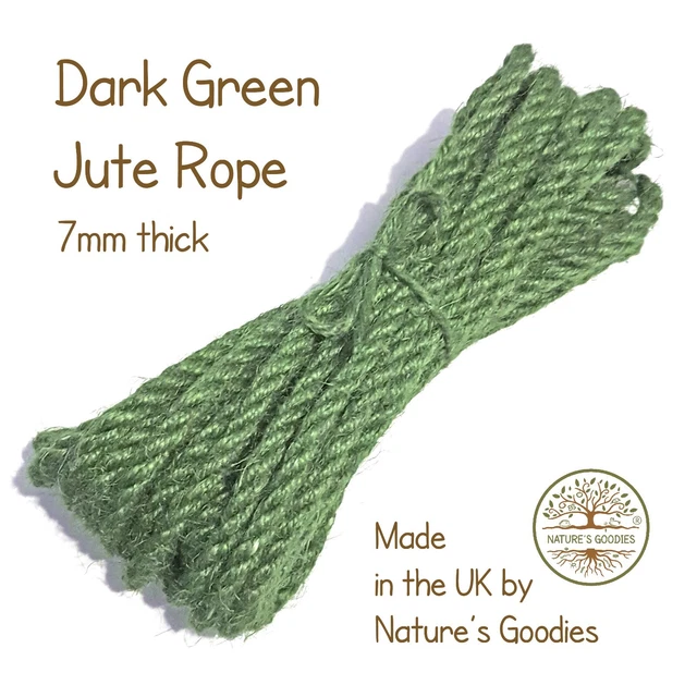 DARK GREEN COLOUR 6m x 7mm Thick Coloured Jute Rope for Arts Crafts ...