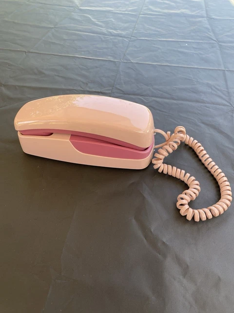 VINTAGE TRIMLINE TELEPHONE Push Button Rare Color Two Tone Pink L@@K L ...