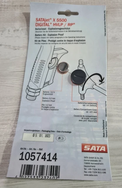 GENUINE SATA SATAJET X5500 RP HVLP spraygun Battery Kit +closing screw ...