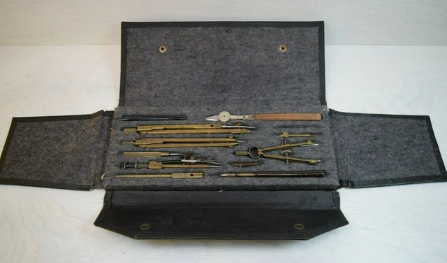 ANTIK ENGINEERING KALLIGRAPHIE Zeichenwerkzeuge Kompasse ORIGINAL ...