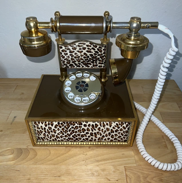 RARE VTG DECO-TEL French Victorian Style Rotary Dial Leopard Style ...