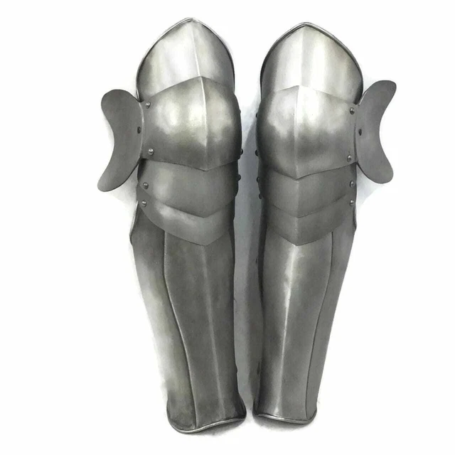MEDIEVAL ARTICULATED GREAVES Set Leg Armour Medieval Cosplay Silver ...