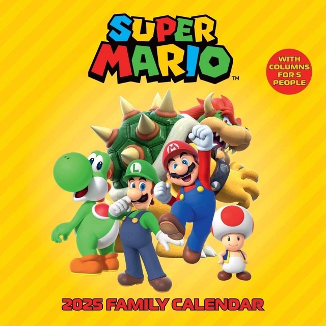 2025 CALENDAR SUPER Mario Bros Month to View Nintendo Family Organiser ...