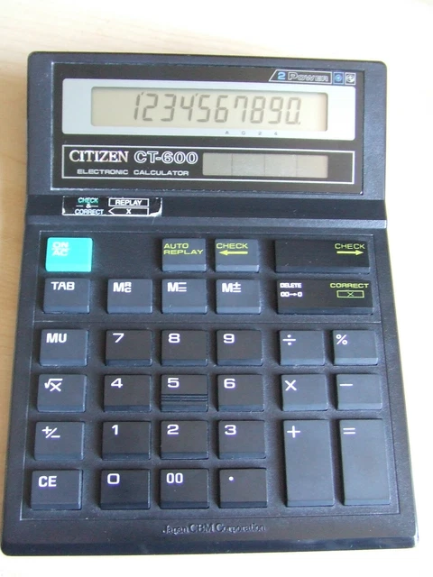 VINTAGE CITIZEN CT-600 CT600 10 Digit Solar & Battery Desktop ...