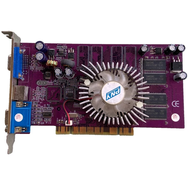 PNY GEFORCE DUAL Video Graphics PCI Card FX5500 128MB VGA TV Out Port ...