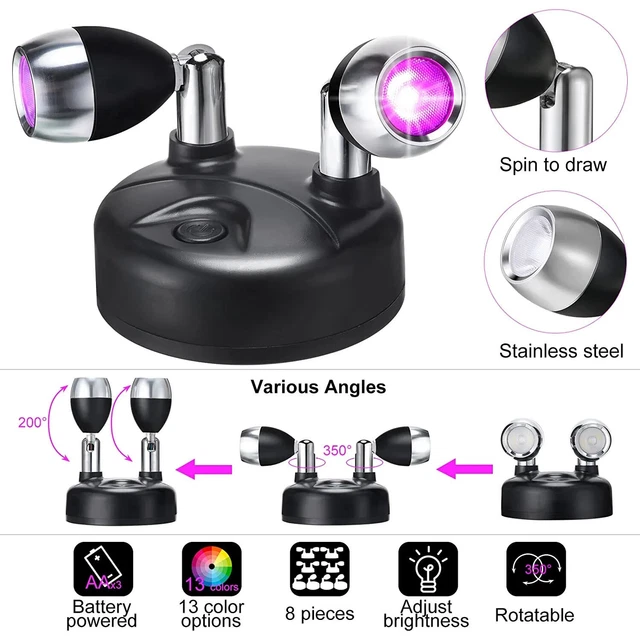 2PACK RGB WIRELESS Spotlight Dual Head Single Head Uplight Spot Lights ...