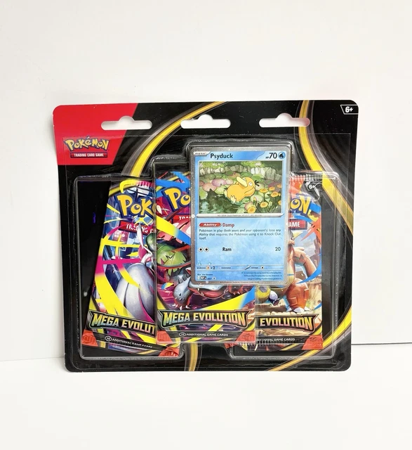 2025 POKÉMON TCG Mega Evolution 3 Pack Blister With Psyduck Promo Card ...
