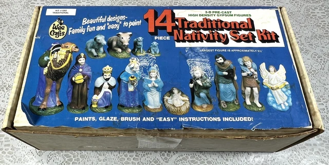 VINTAGE WEE CRAFTS Nativity Set Paint It Yourself Kit 14 Pieces ...