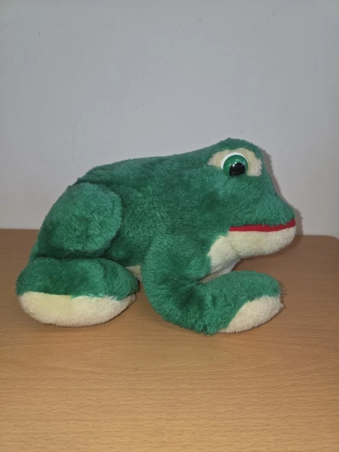 VINTAGE NOISE MAKING Rollerball Croaking Frog Soft Toy Plush 12 Inch ...