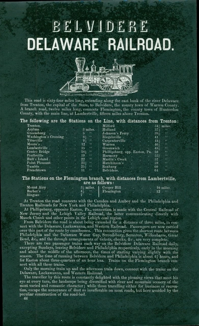 1860 BELVIDERE DELAWARE Railroad Boyd's NJ article Photostat gares Line ...