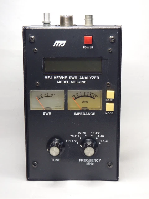 MFJ-259B HF-VHF SWR / Antenna Analyser 1.8 - 170Mhz. c/w AC Adapter and ...