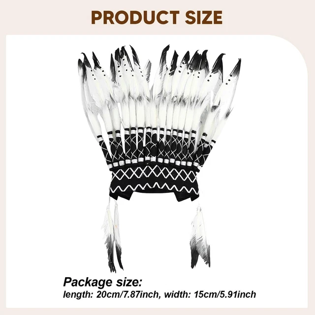 CHIEF INDIAN HAT Feather Headdress for Men Women Headband for Stage ...