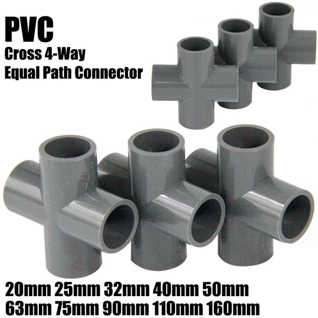 PVC CROSS 4-WAY Equal Path Connector 20~160mm Socket Coupling Pipe ...