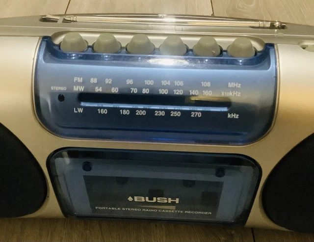 VINTAGE BUSH PORTABLE Radio Cassette Recorder FM/AM Stereo Battery Boom ...