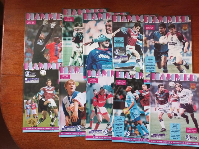 WEST HAM UNITED football programmes 1995 (14th Jan-14th May 1995) £5.45 ...
