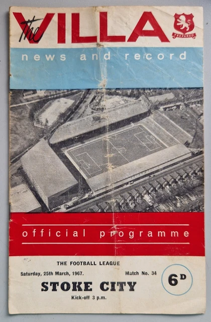 ASTON VILLA V Stoke City 1967 Football Programme News & Record #34 ...