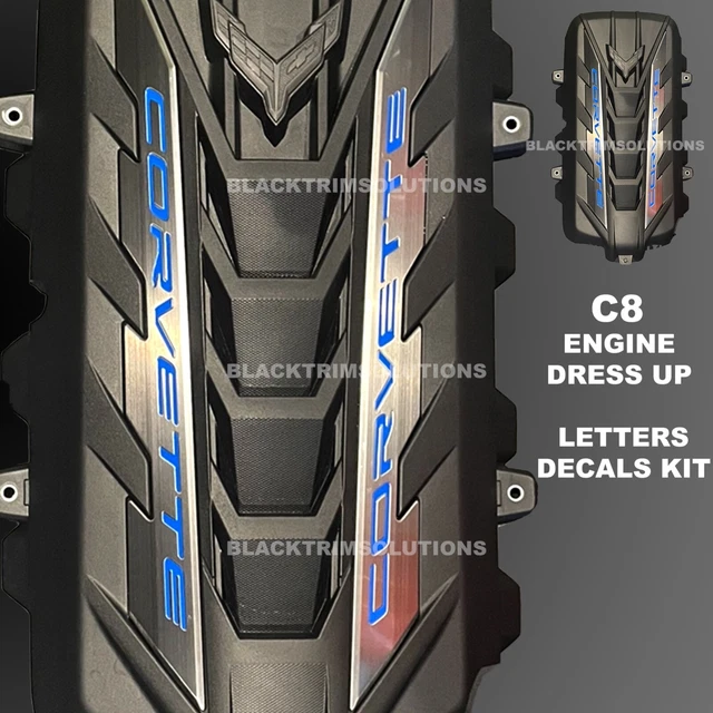 FITS 20-2024 CHEVY Corvette C8 BLUE Letters Engine Cover Decals 2020 ...