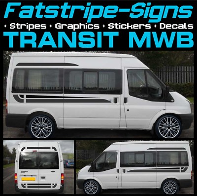 TO FIT FORD TRANSIT MWB GRAPHICS STICKERS STRIPES DECALS CAMPER MK7 ...