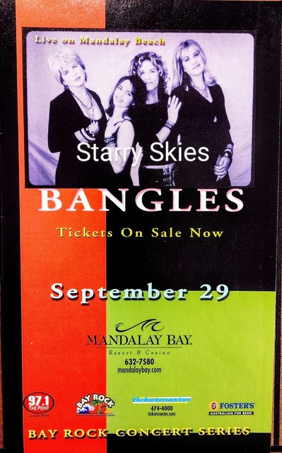 PUBLICITÉ PROMOTIONNELLE THE Bangles 2001 Mandalay Bay Beach Las Vegas ...