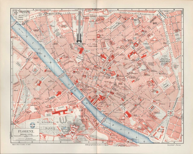 CARTE CITY MAP 1905 : plan de la ville : Florence. Italie Italia Italy ...