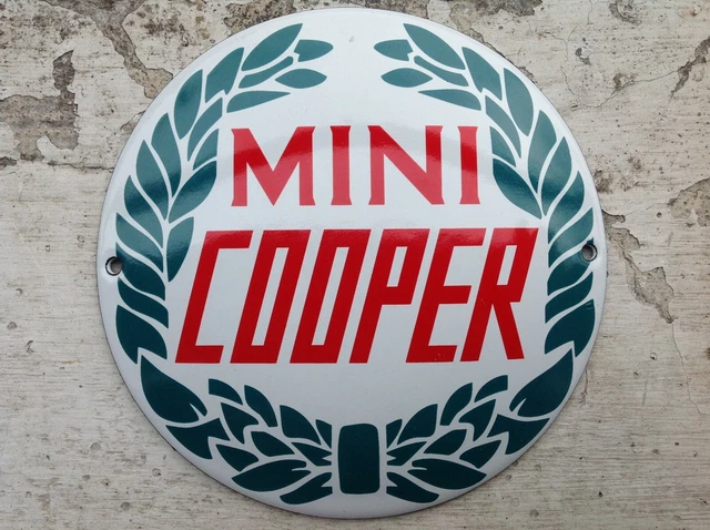 PLAQUE ÉMAILLÉE MINI COOPER Enamel sign no Rover Bmc Morris Castrol Mg ...