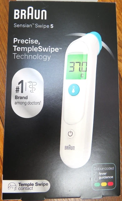 DIGITAL FOREHEAD thermometer Braun Sensian swipe 5 excellent condition ...