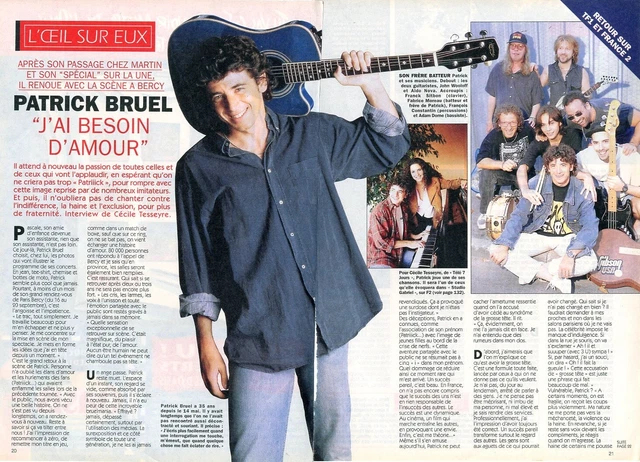 COUPURE DE PRESSE Clipping 1994 Patrick Bruel (4 pages) EUR 5,00 ...