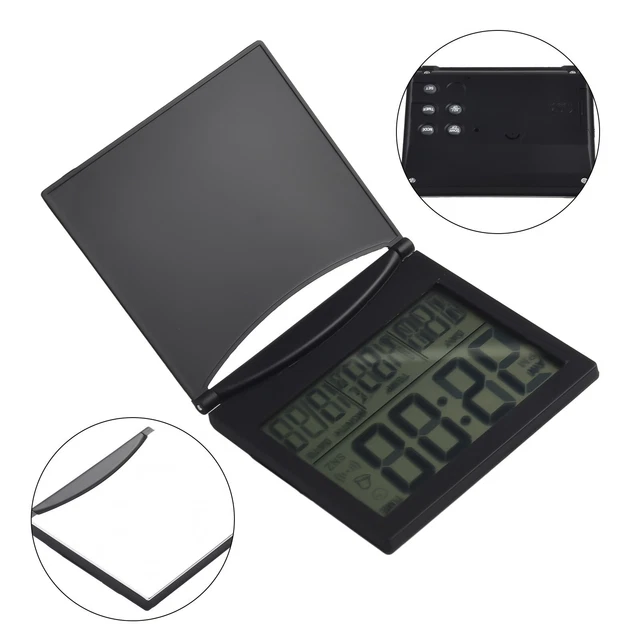COMPACT FOLDING LCD Alarm Clock with Temperature and Hygrometer ...