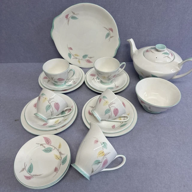 ROYAL STANDARD AFTERNOON Tea Set 20 Pieces Vintage Turquoise Pink Job ...