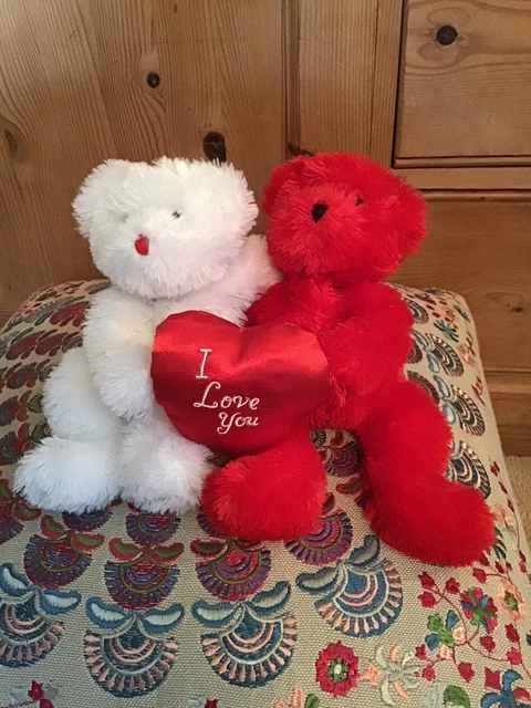 VINTAGE 2003 TY Truly Yours Teddy Bears Beanie Babies Red White Plush ...