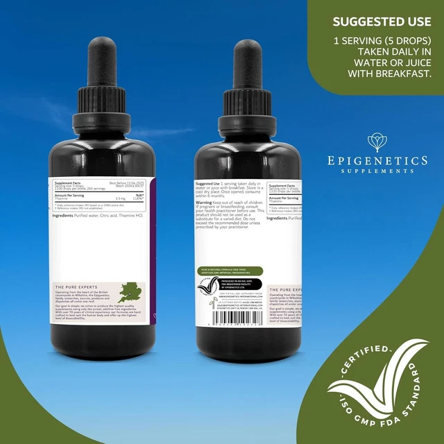 VITAMIN B1 THIAMINE 100ml | Energy & Metabolism Support | 1300mcg ...