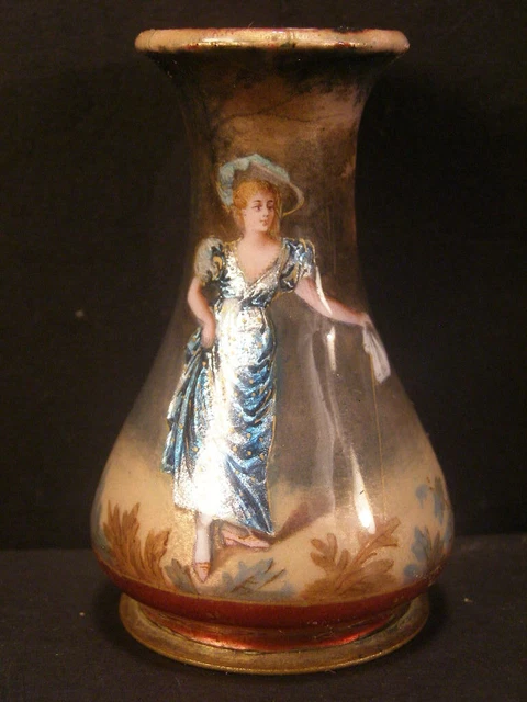 19 C WOW ROBE bronze feuille française émail cuivre fille portrait ...