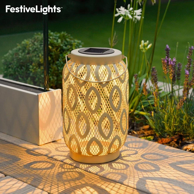 25CM SOLAIRE LED RGB Marocain Grès Métal Extérieur Jardin Tenture ...