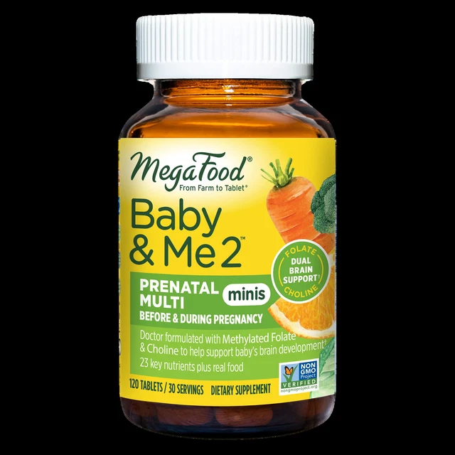 MEGAFOOD BABY AND Me 2 Prenatal Multi Minis 120 Tabs Baby's Brain ...