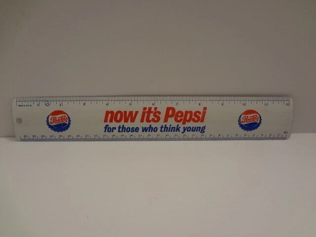 VINTAGE PEPSI COLA Metal 12" inch Ruler 'Now It's Pepsi for those' Made ...