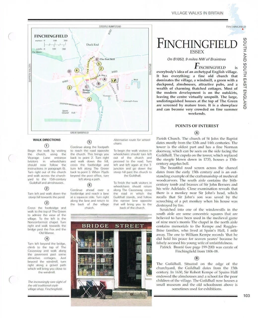 FINCHINGFIELD ESSEX VINTAGE Walking Route & Map circa 1991 #103-104 £3. ...