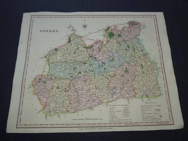 ANTIQUE MAP OF Surrey by Henry Teesdale 1829 £50.00 - PicClick UK