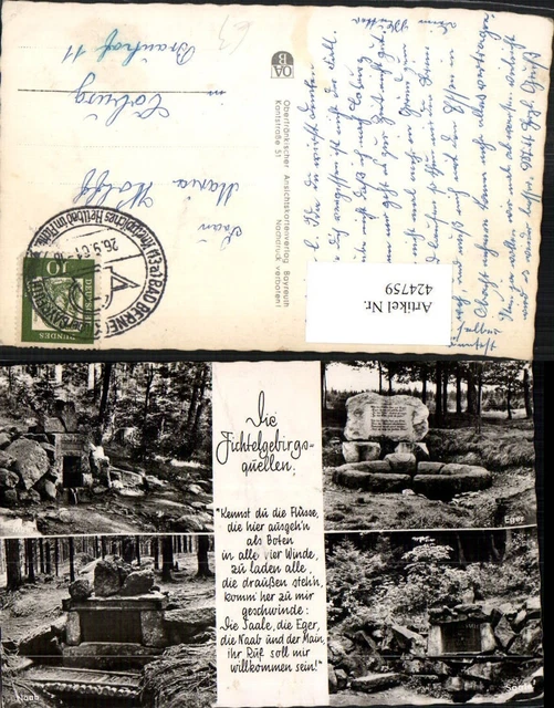 424759,FICHTELGEBIRGE QUELLEN EGER Saale Naab Main Mehrbildkarte Text ...